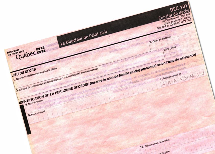 Constat de décès > Directeur de l'état civil